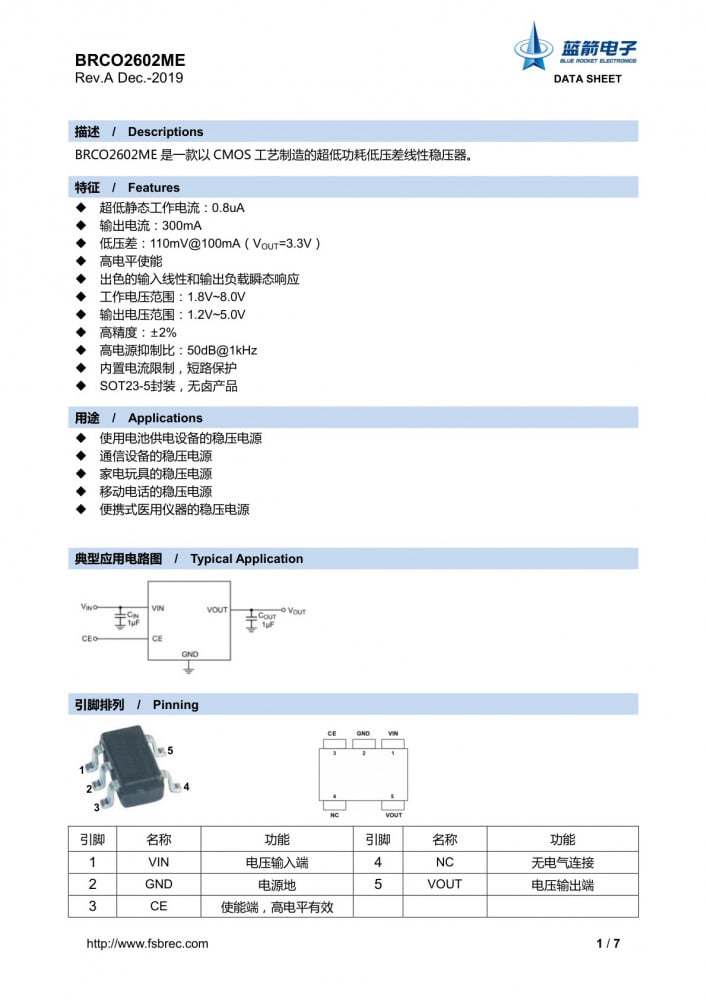 BRCO2602ME-3.3 datasheet page 1