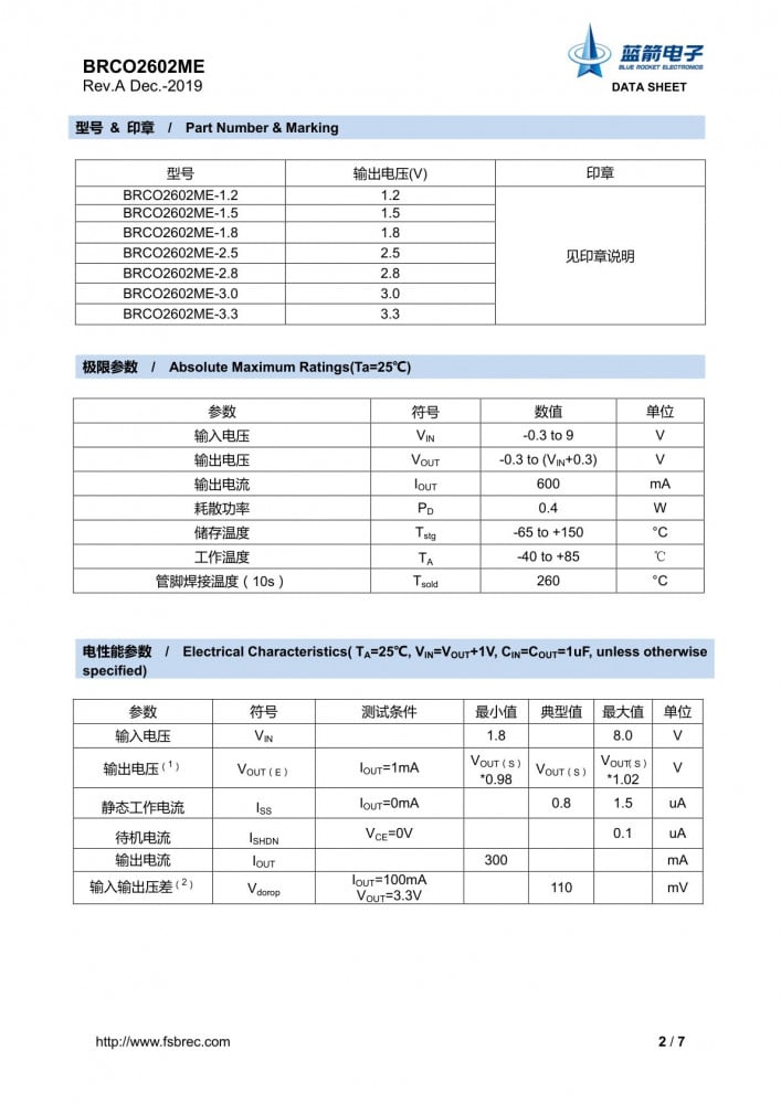 BRCO2602ME-3.3 datasheet page 2