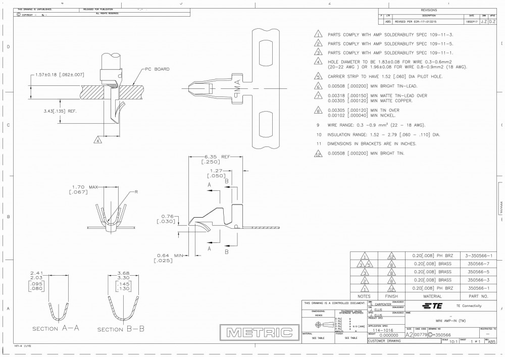 TE Connectivity 350566-7 technical drawing preview