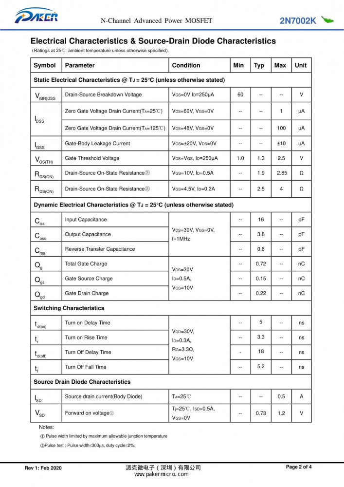 2N7002K datasheet page 2
