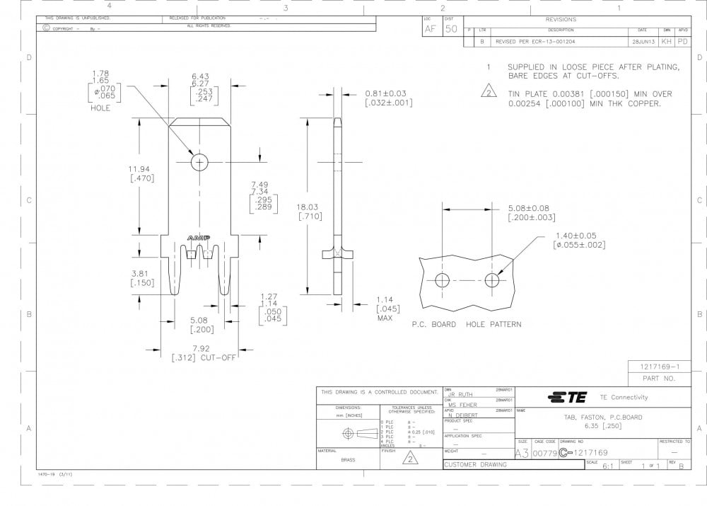 TE Connectivity 1217169-1 technical drawing