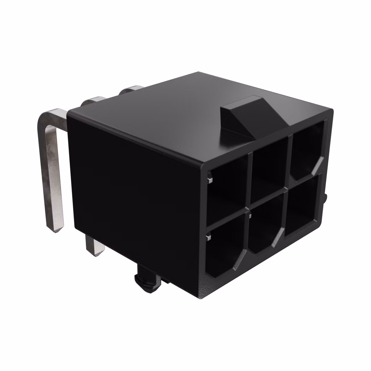 Mini-Fit Jr. First Mate / Last Break Header, 4.20mm Pitch, Dual Row, Right-Angle, 2 Circuits, Nylon 6/6 94V-0, Natural, Matte Tin (Sn) Plating, with Mounting Pegs, Bag