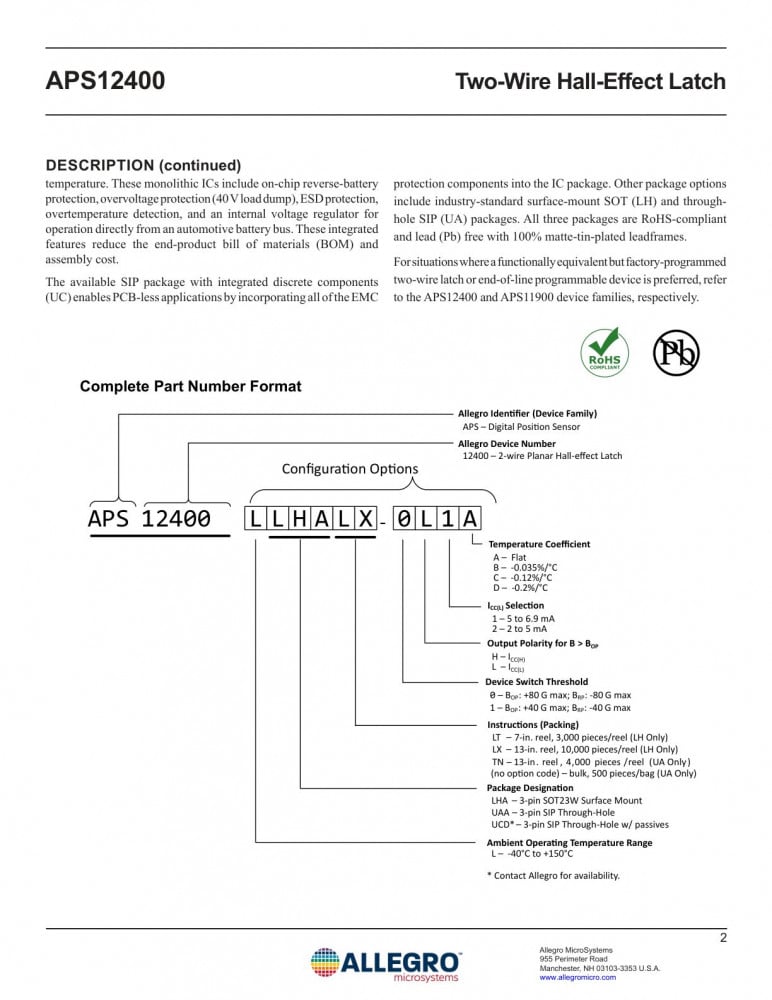 APS12400 datasheet page 2