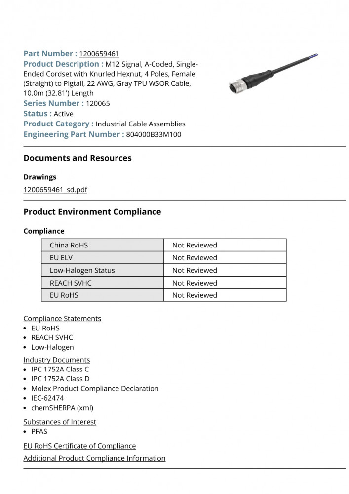 MOLEX 1200659461 technical drawing page 1
