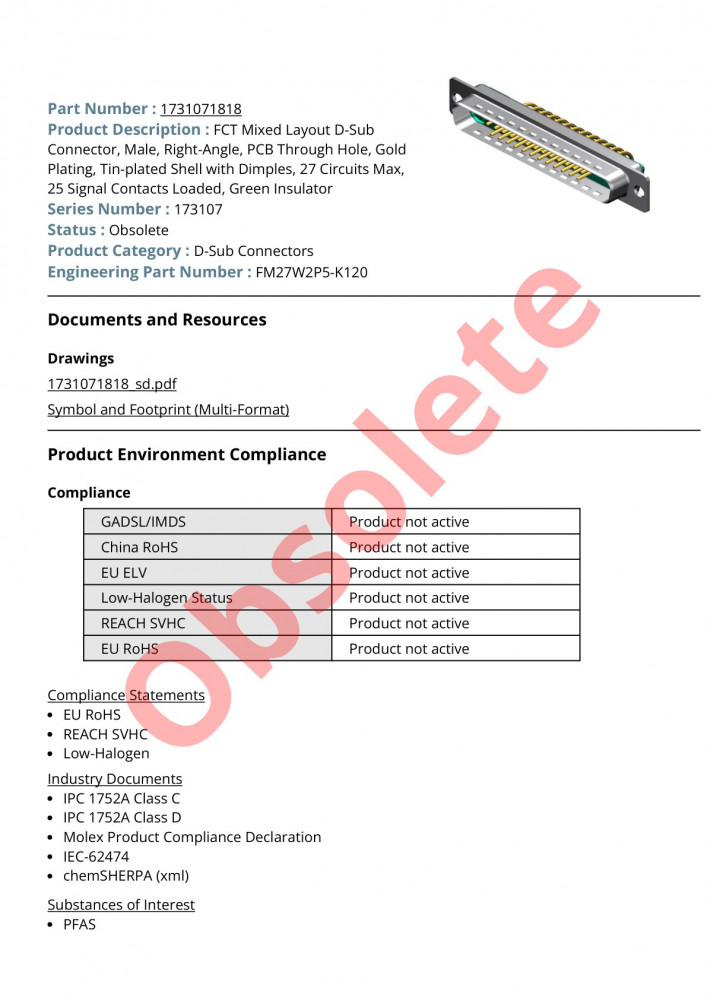 MOLEX 1731071818 product drawing page 1