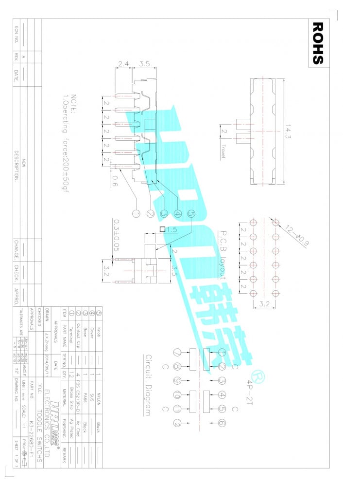 K3-2268D-F1 manufacturer drawing