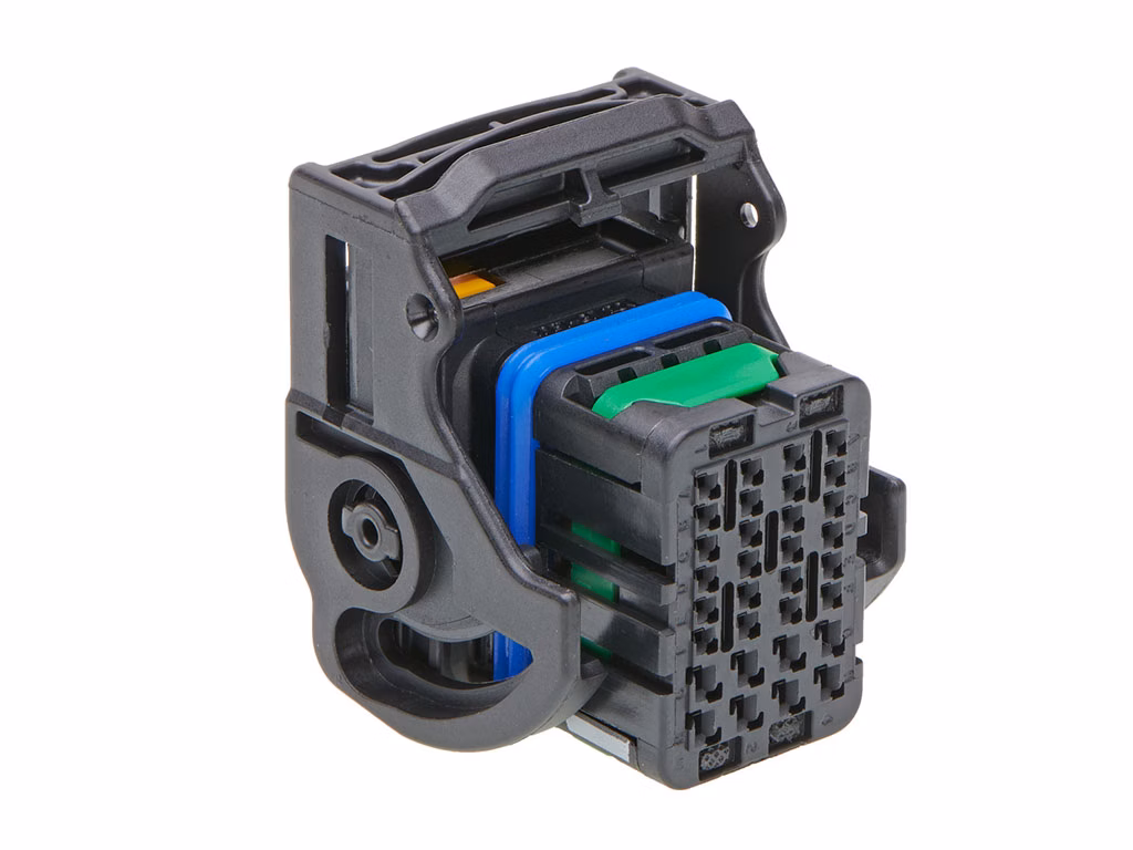 .635mm, 1.50mm, CMC Receptacle, 24 Circuits, Right Wire Output, Black Coding, Mat Sealed, Row 1 Closed for sale