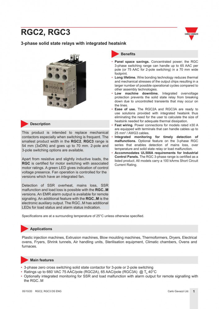 RGC series datasheet page 1