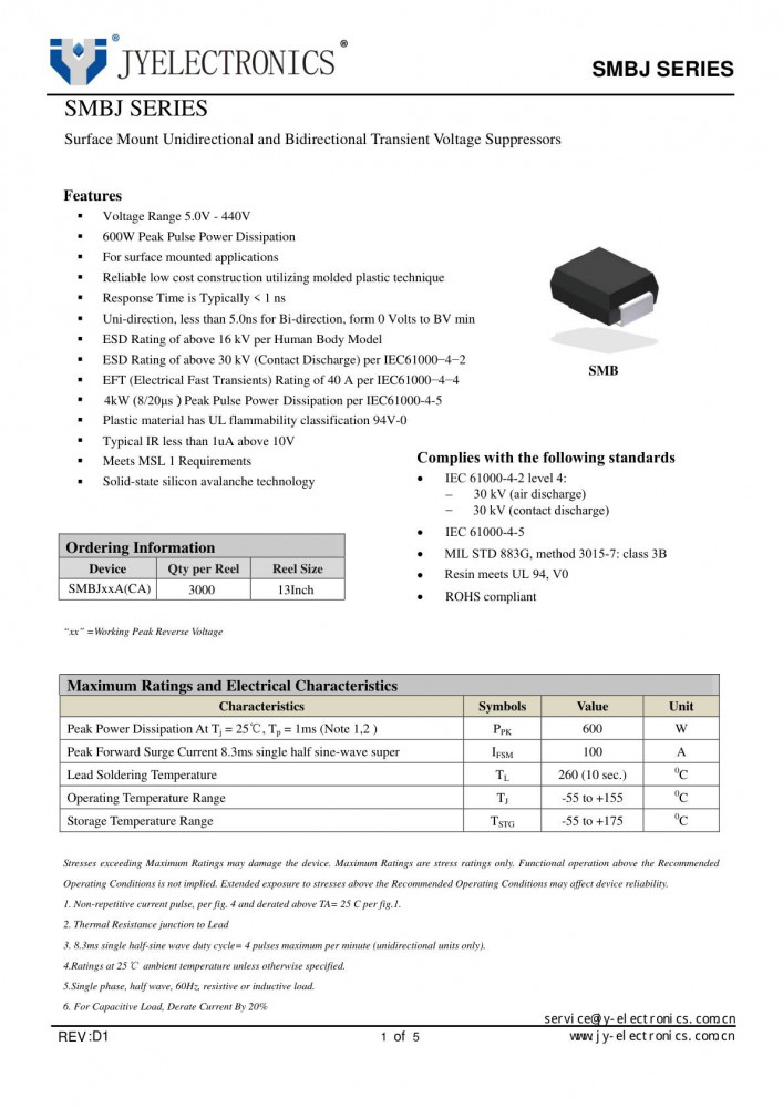 SMBJ series datasheet page 1