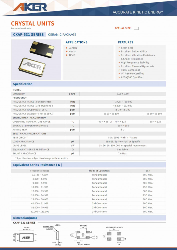 AKER CXAF-631 Series technical document preview