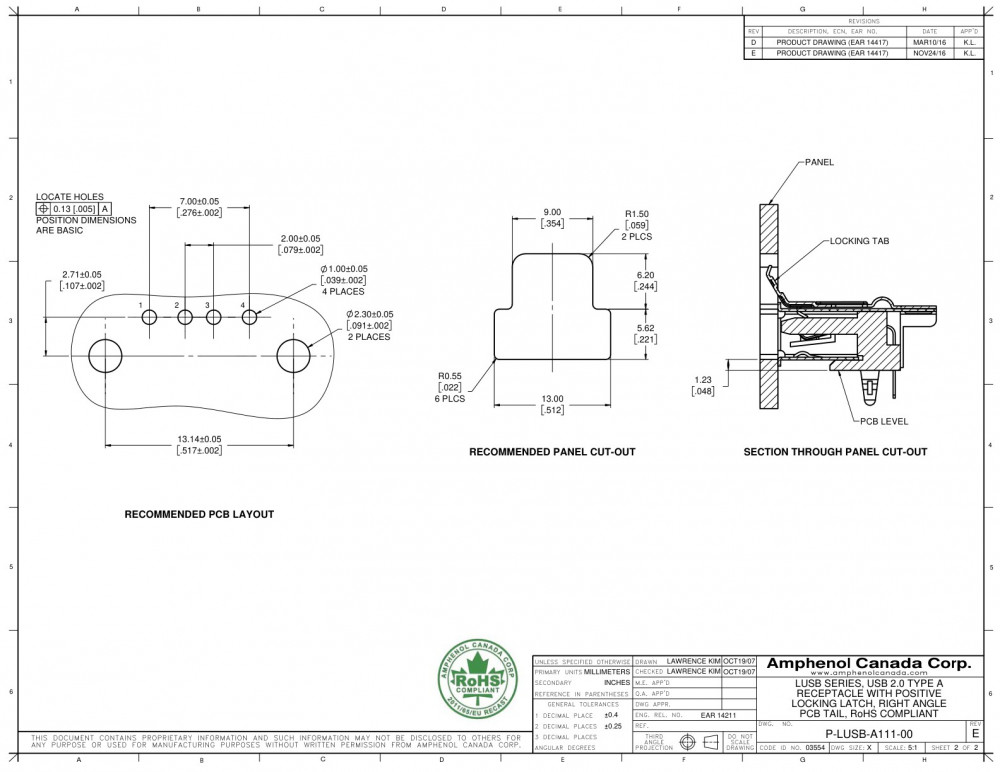 Amphenol LUSBA11100 product drawing page 2