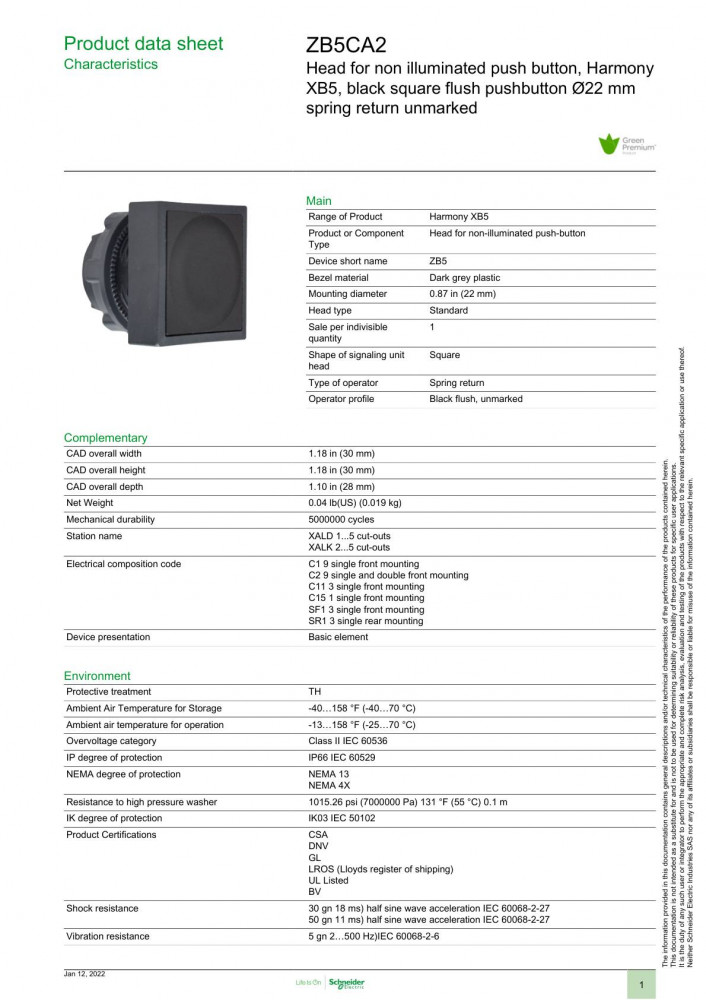 ZB5CA2 technical document page 1