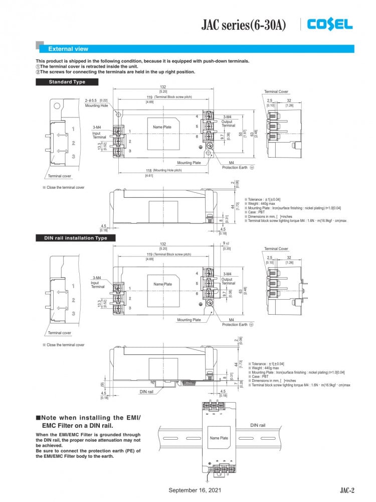 Cosel JAC series technical document page 2