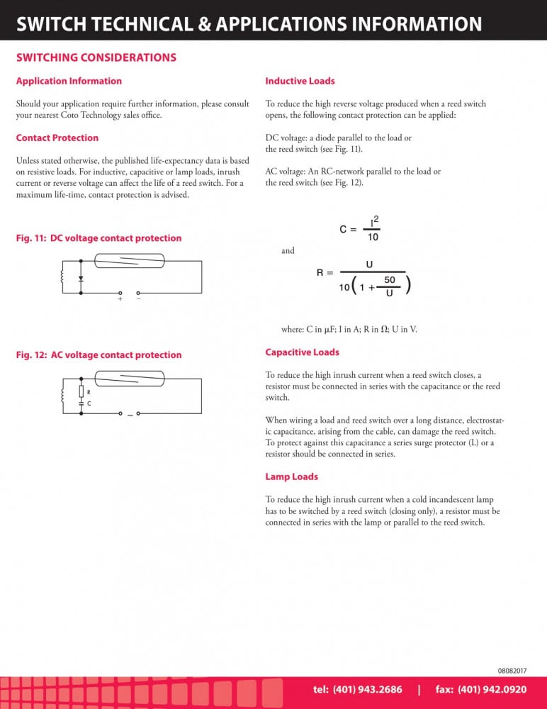 COTO reed switch technical document page 8
