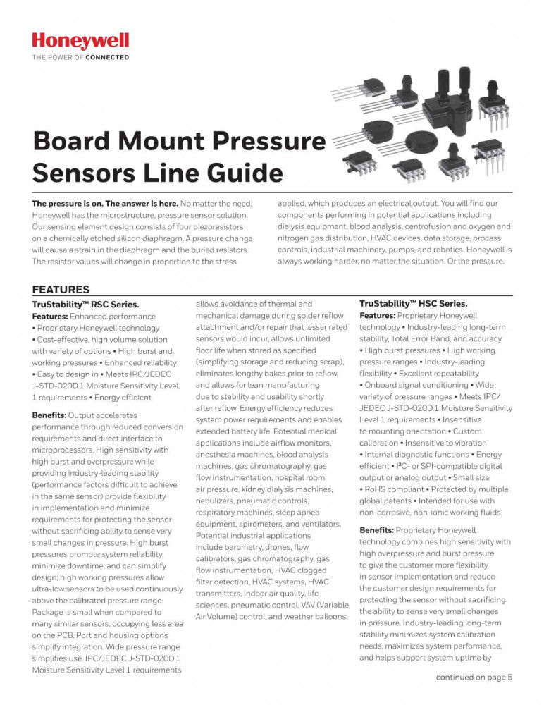 Honeywell pressure sensor document page 1