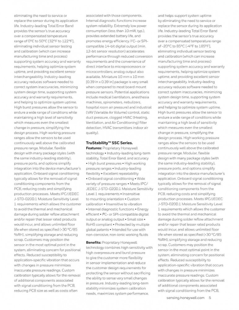 Honeywell pressure sensor document page 5