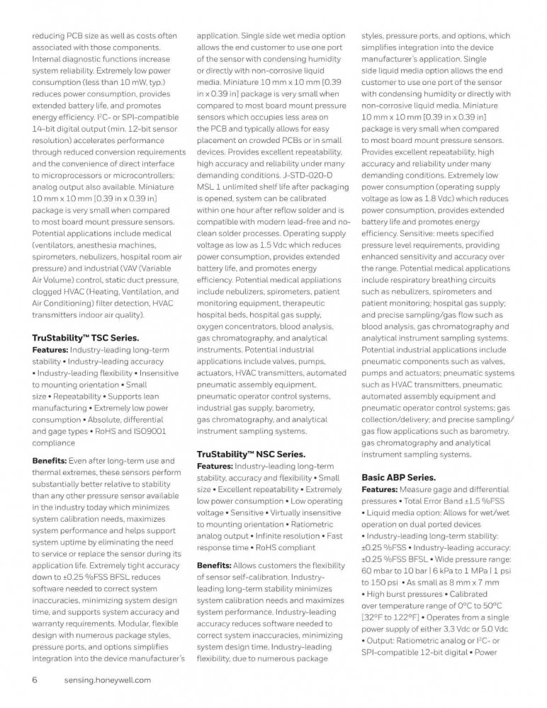 Honeywell pressure sensor document page 6