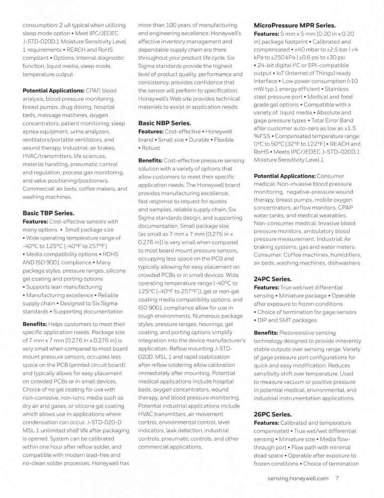 Honeywell pressure sensor document page 7