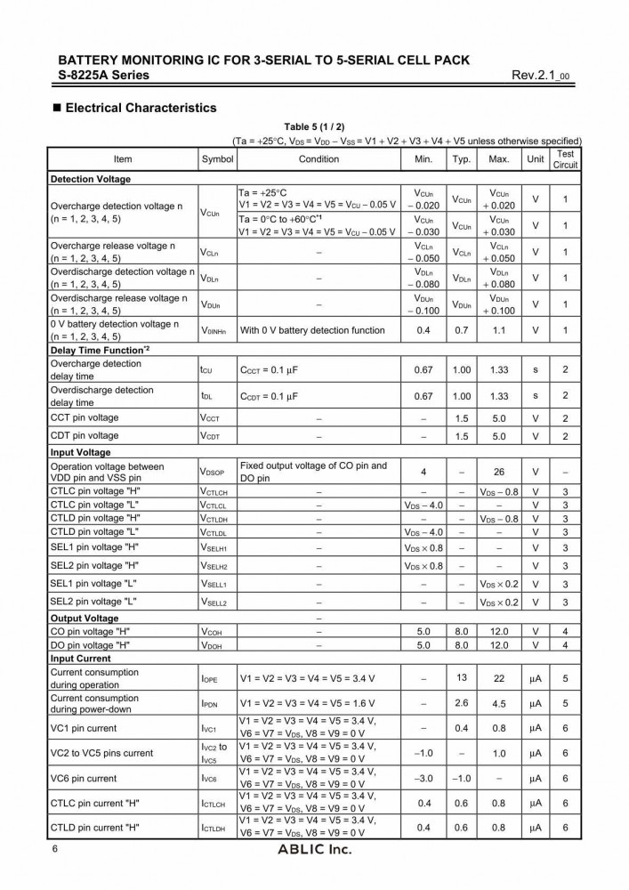 S-8225A datasheet page 6