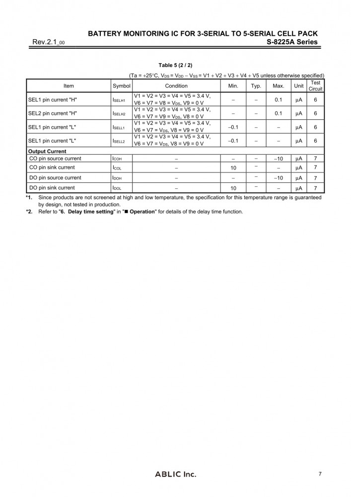 S-8225A datasheet page 7