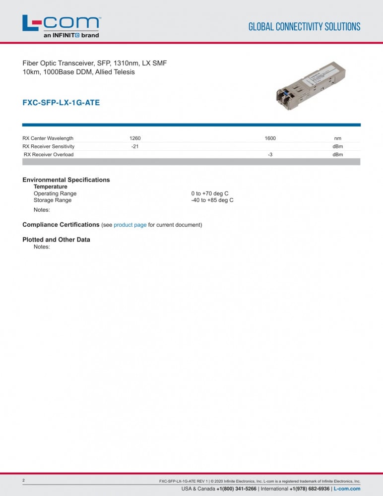 FXC-SFP-LX-1G-ATE datasheet page 2