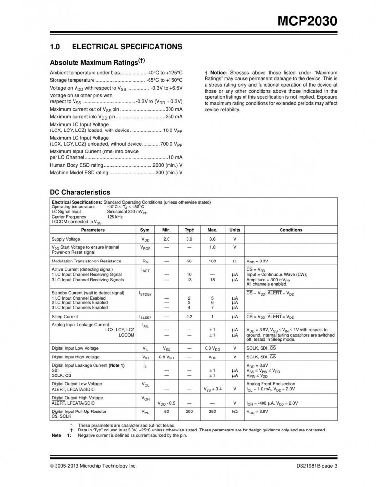 MCP2030T-I/SL datasheet page 3