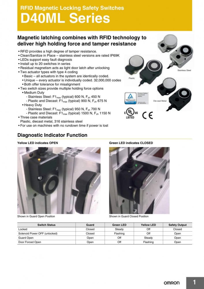 D40ML series datasheet page 1
