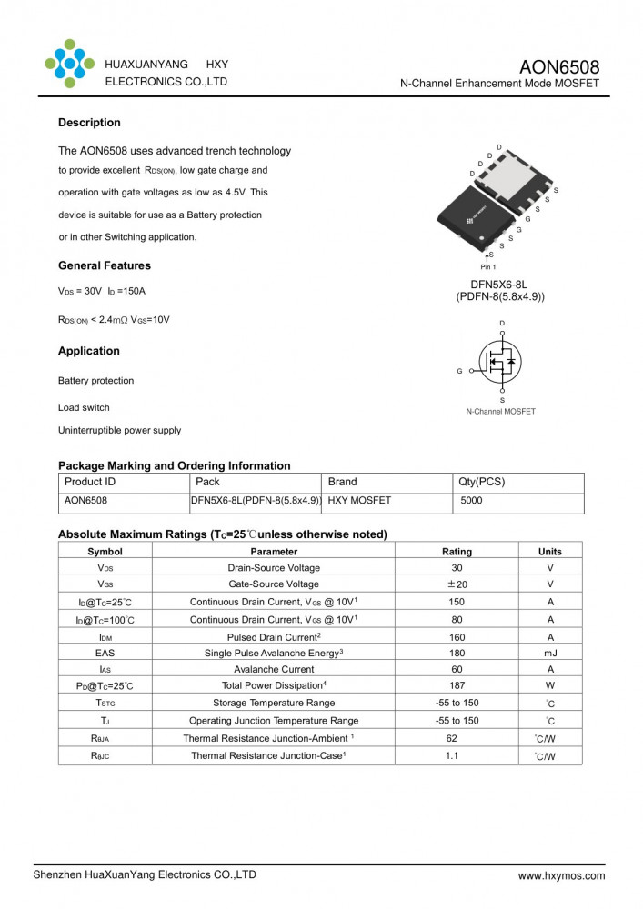AON6508-HXY datasheet page 1