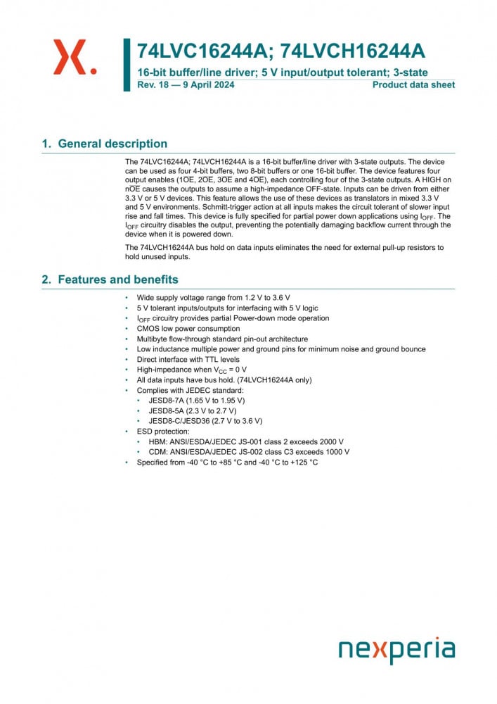 74LVC16244ADGG,118 datasheet page 1