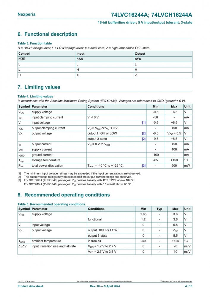 74LVC16244ADGG,118 datasheet page 4