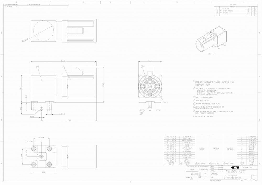 TE Connectivity 2291392-4 controlled drawing page 1