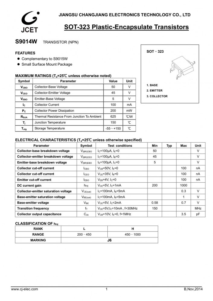 S9014W datasheet page 1