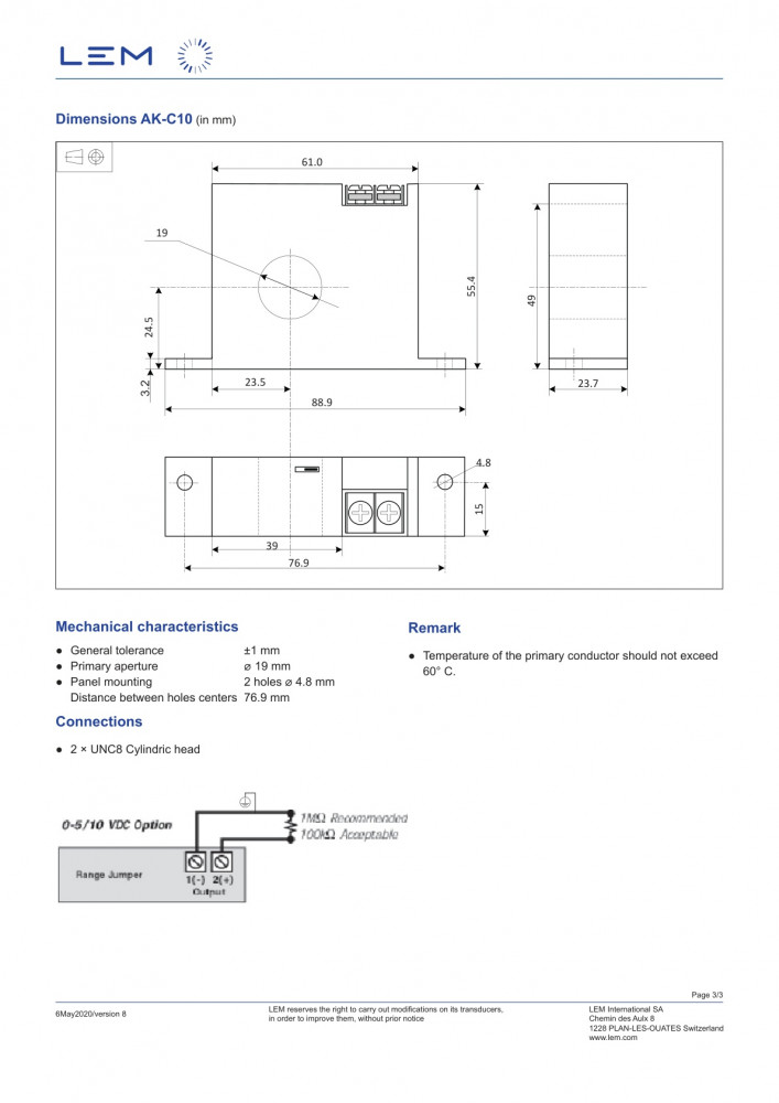 LEM AK 50 C10 datasheet page 3