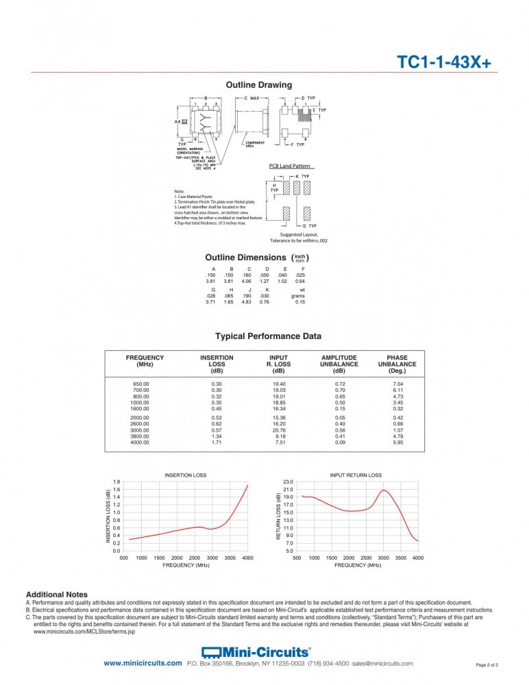 TC1-1-43X+ technical specification page 2