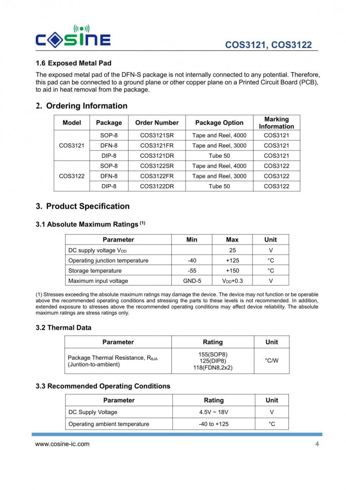 COS3121SR datasheet page 4