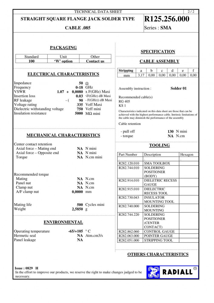 Radiall R125256000 datasheet drawing page 2