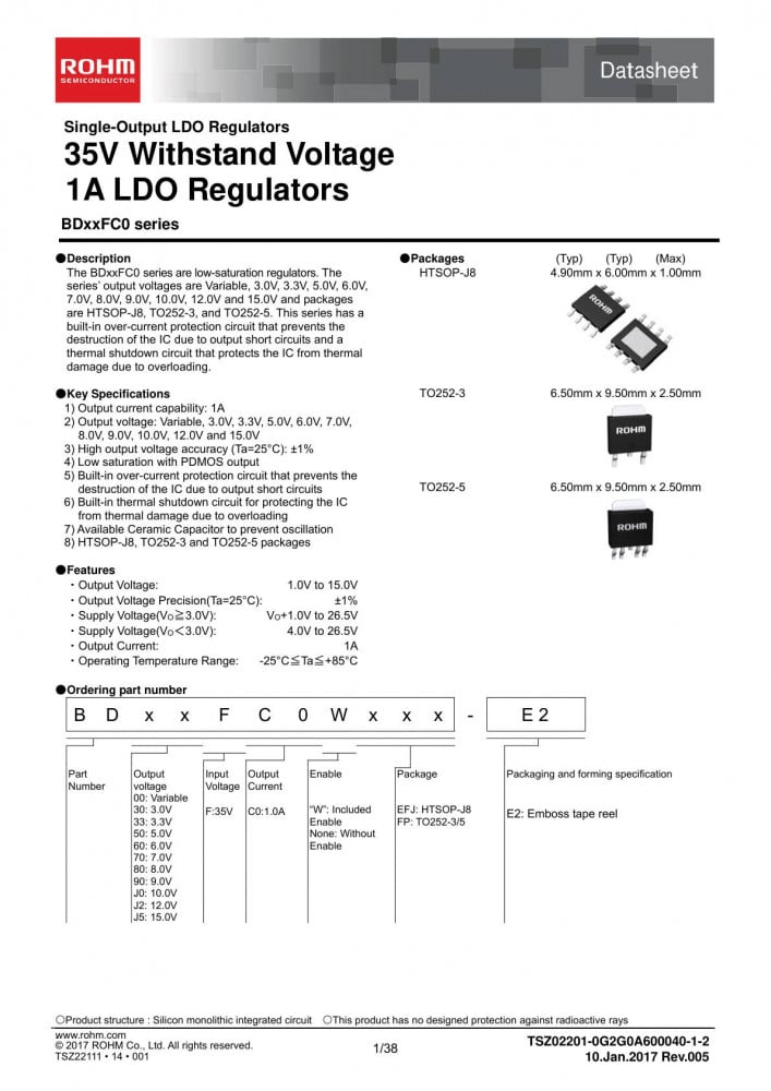 ROHM BD50FC0FP-E2 datasheet page 1