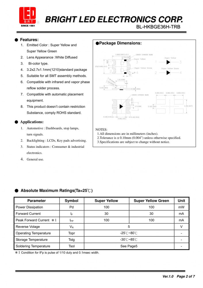 BL-HKBGE36H-TRB datasheet page 2