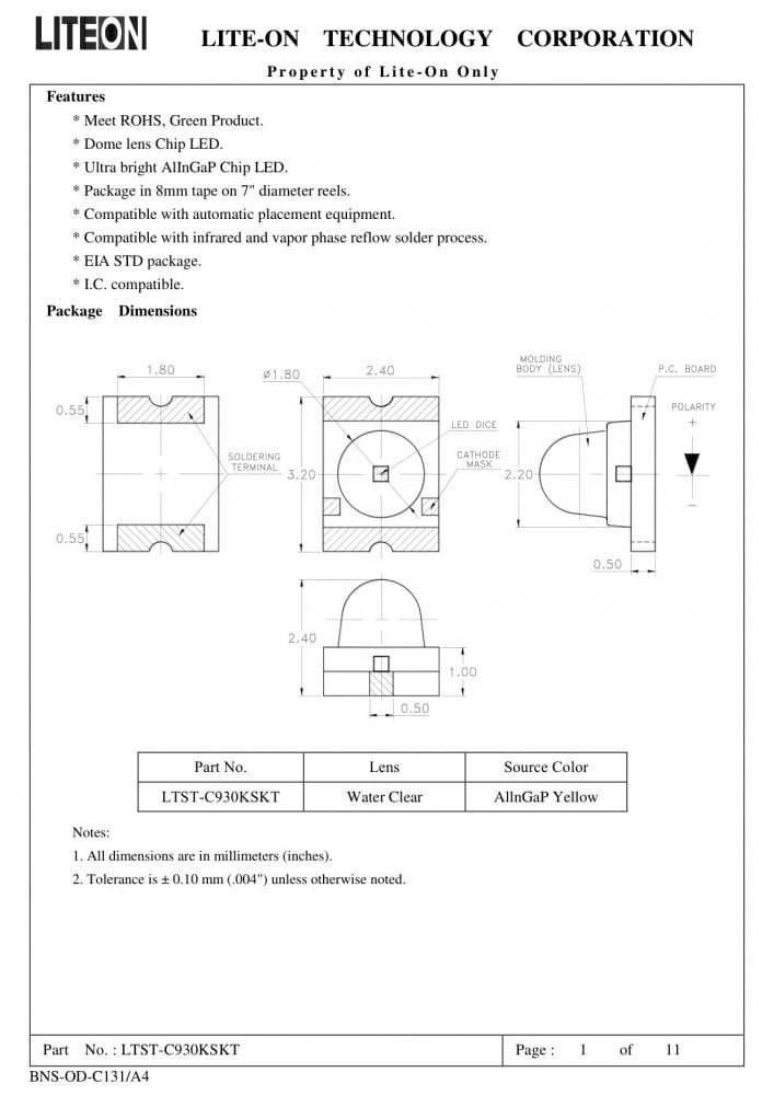 LTST-C930KSKT datasheet page 2