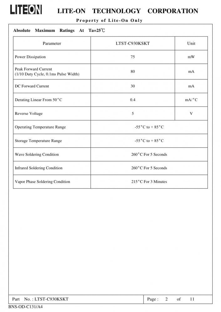 LTST-C930KSKT datasheet page 3