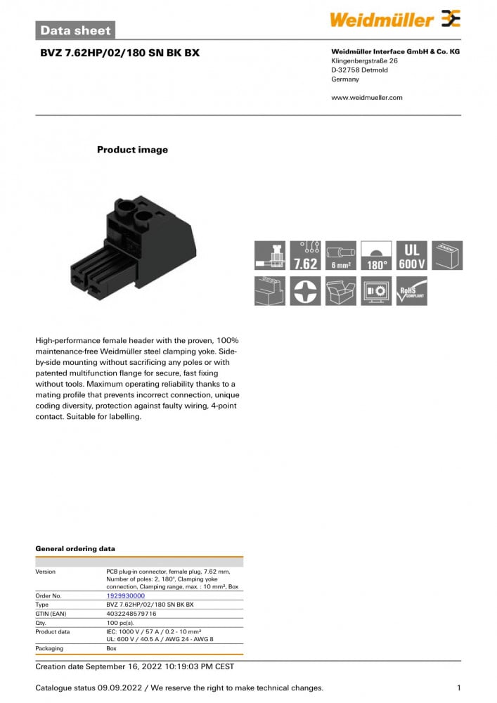 WEIDMULLER 1929930000 documentation page 1