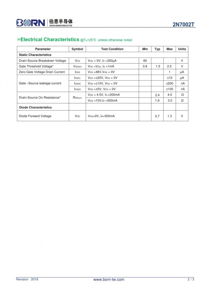2N7002T datasheet page 2