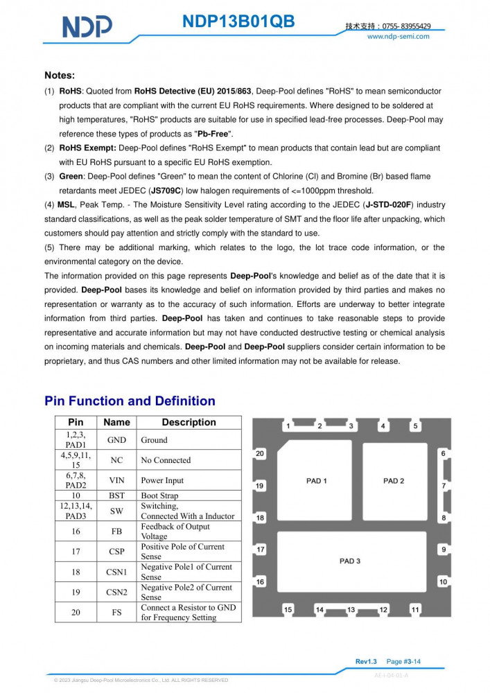 NDP13B01QB datasheet page 3
