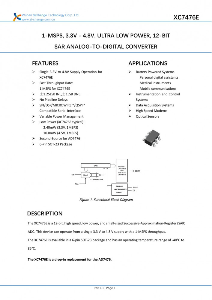 XC7476E datasheet page 1