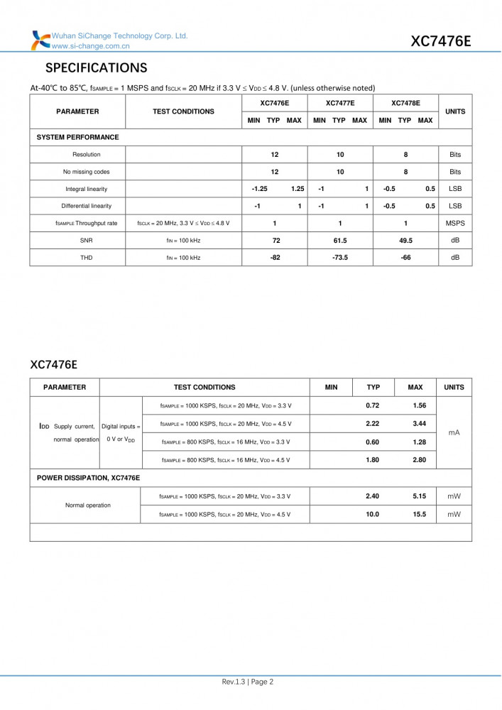 XC7476E datasheet page 2