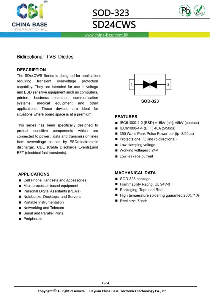 CBI SD24CWS datasheet page 1