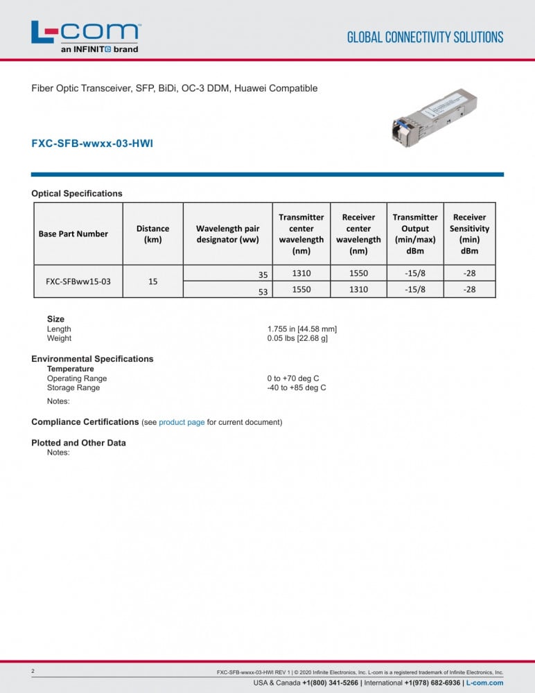 FXC-SFB-5315-03-HWI datasheet page 2