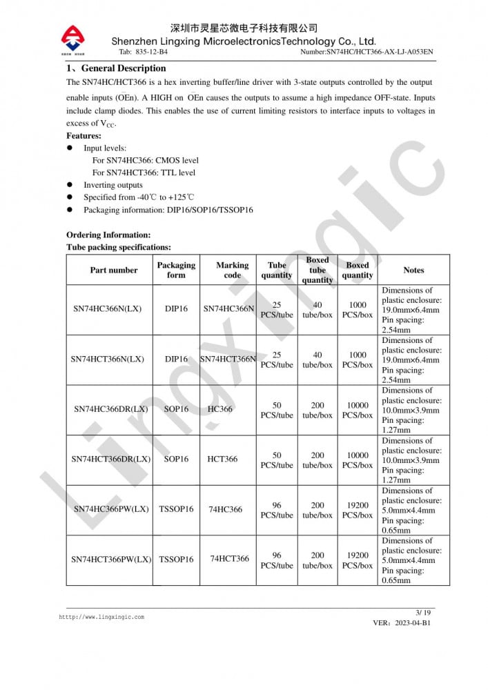 SN74HC366N(LX) datasheet page 3