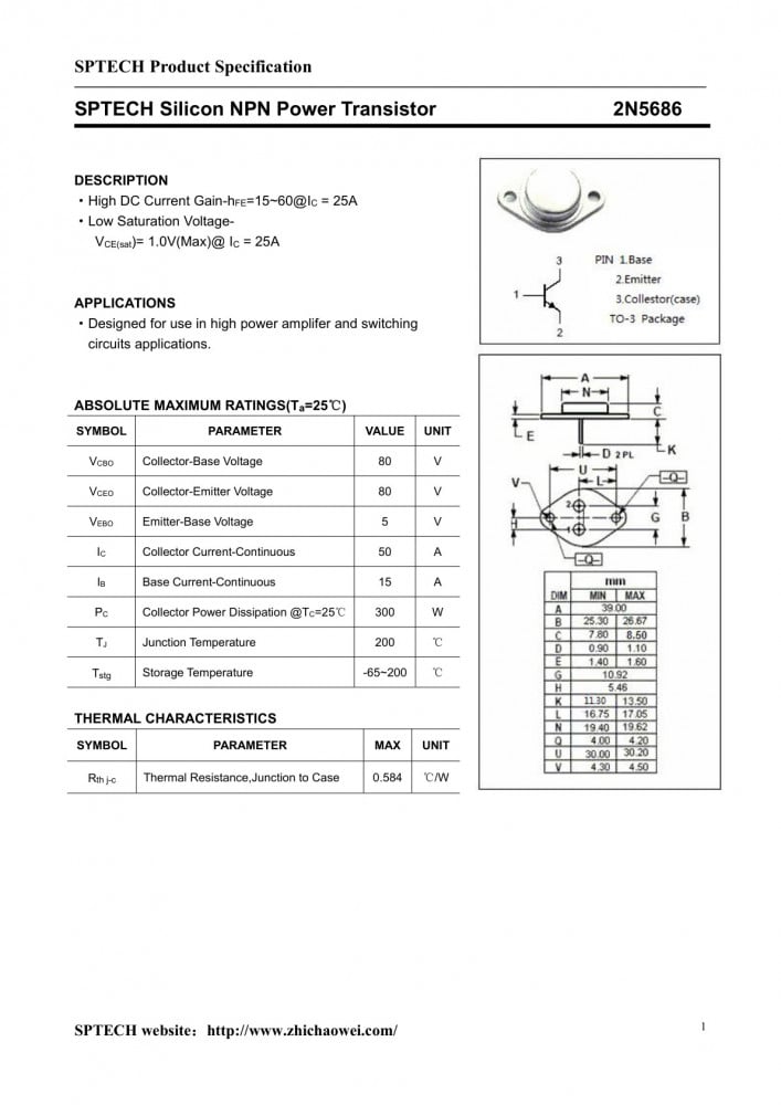 2N5686 datasheet page 1