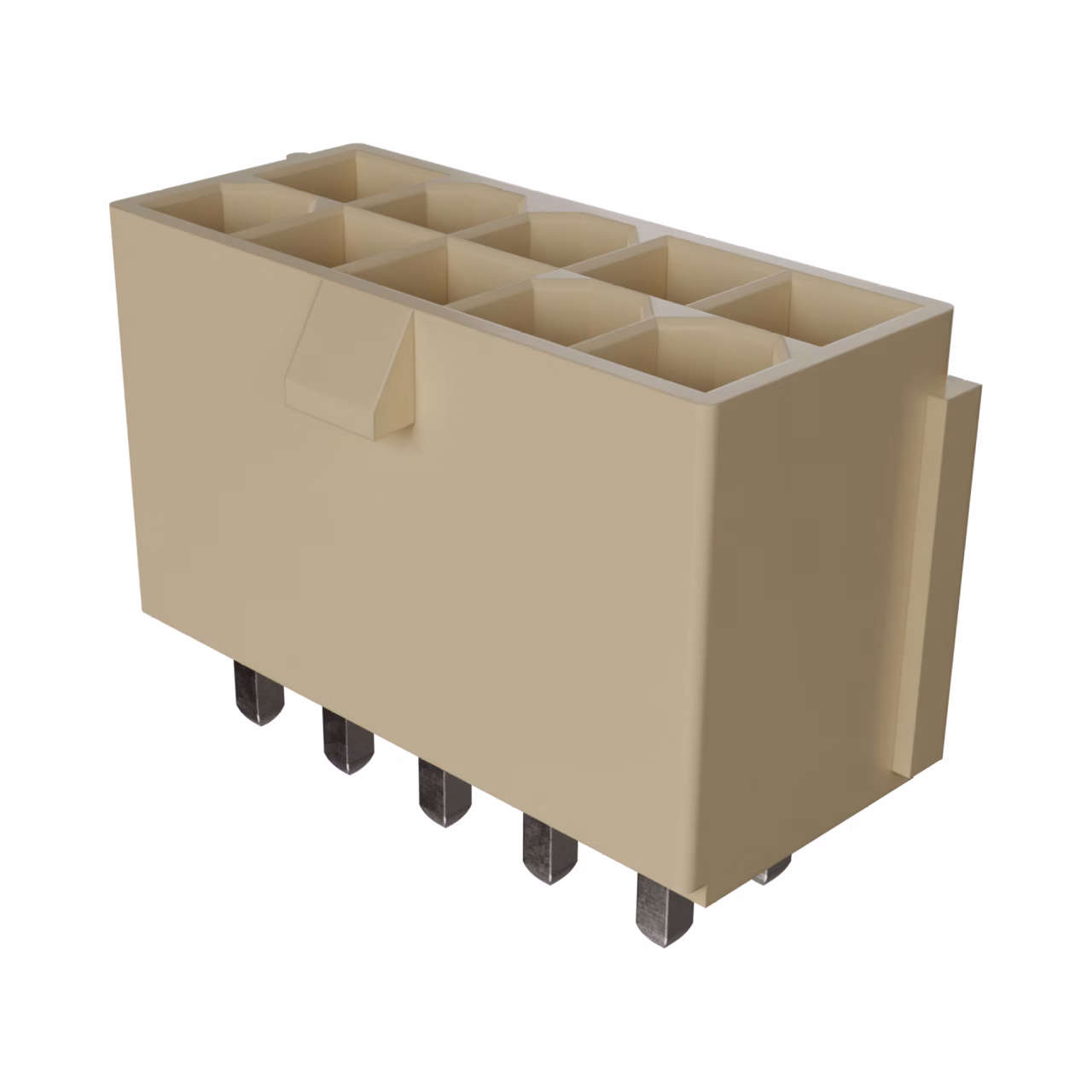 Mini-Fit Jr. Header, 4.20mm Pitch, Vertical, Dual Row, without Flange, 10 Circuits, Matte Tin (Sn) over Nickel (Ni) Plating, Tape and Reel, Beige for sale